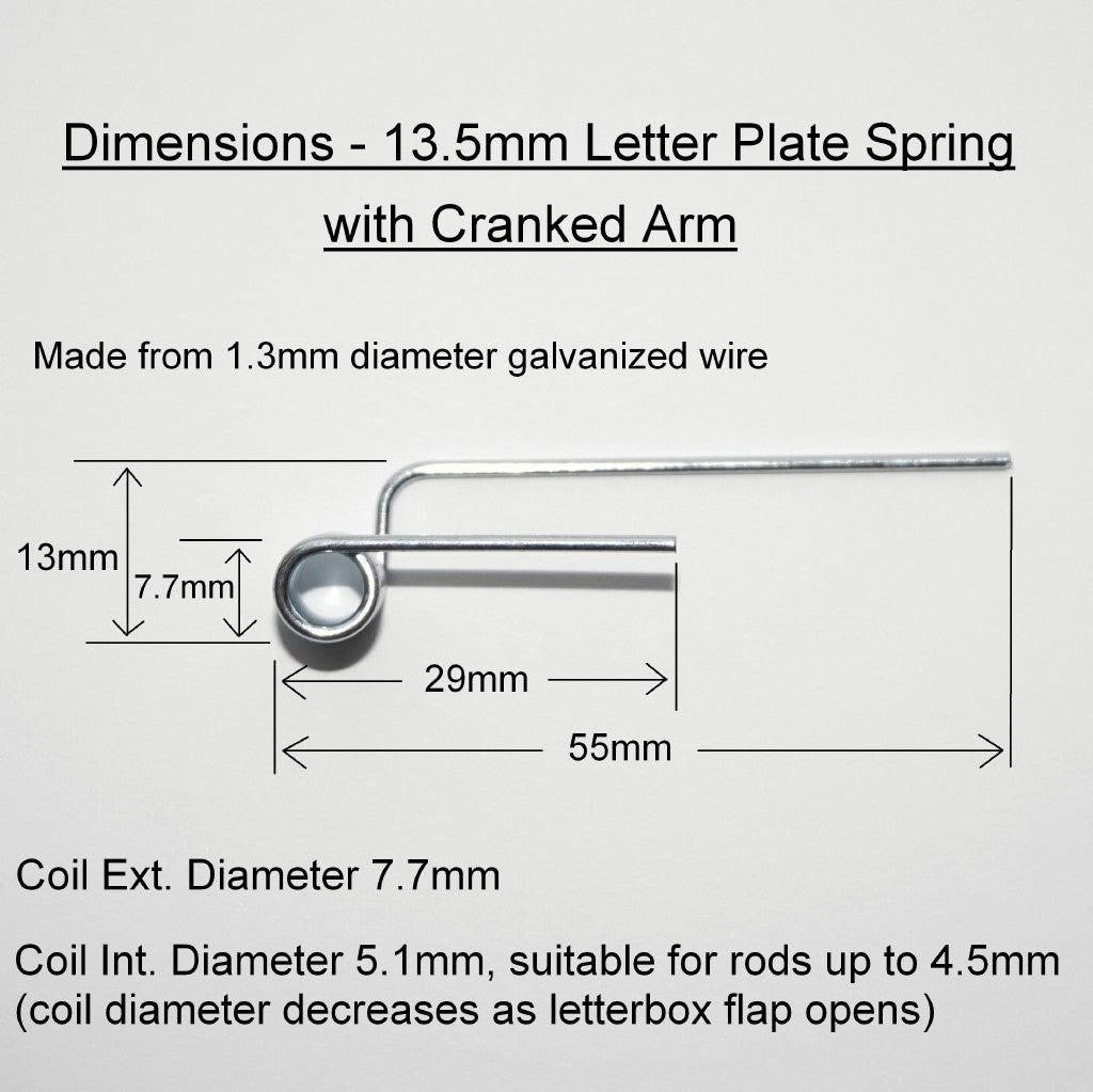 13.5mm Letter Plate Spring with Cranked Arm (1.3mm wire), Pack of 2 ...