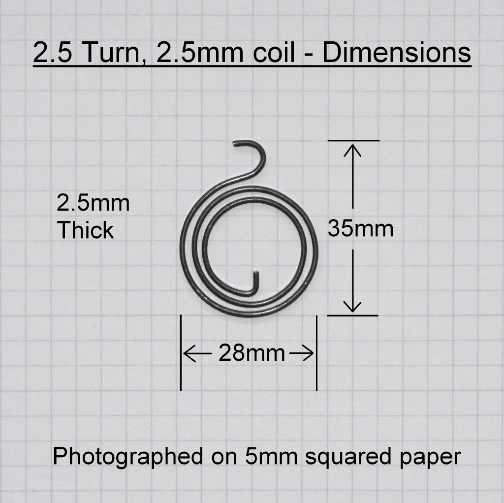 2.5mm, 2.5 Turn Door Handle Spring with Black Zinc Coating (available ...