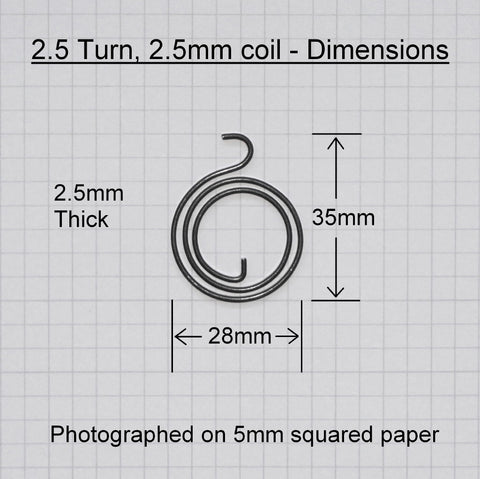 2.5mm, 2.5 Turn Door Handle Spring with Black Zinc Coating (available ...