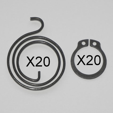 2.5 Turn, 2.5mm thick, Black Zinc Door Handle Springs plus Circlips ...